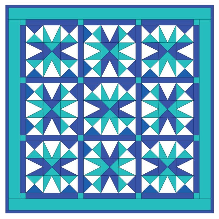 GO! Cool Blue Star Quilt Pattern - AccuQuilt