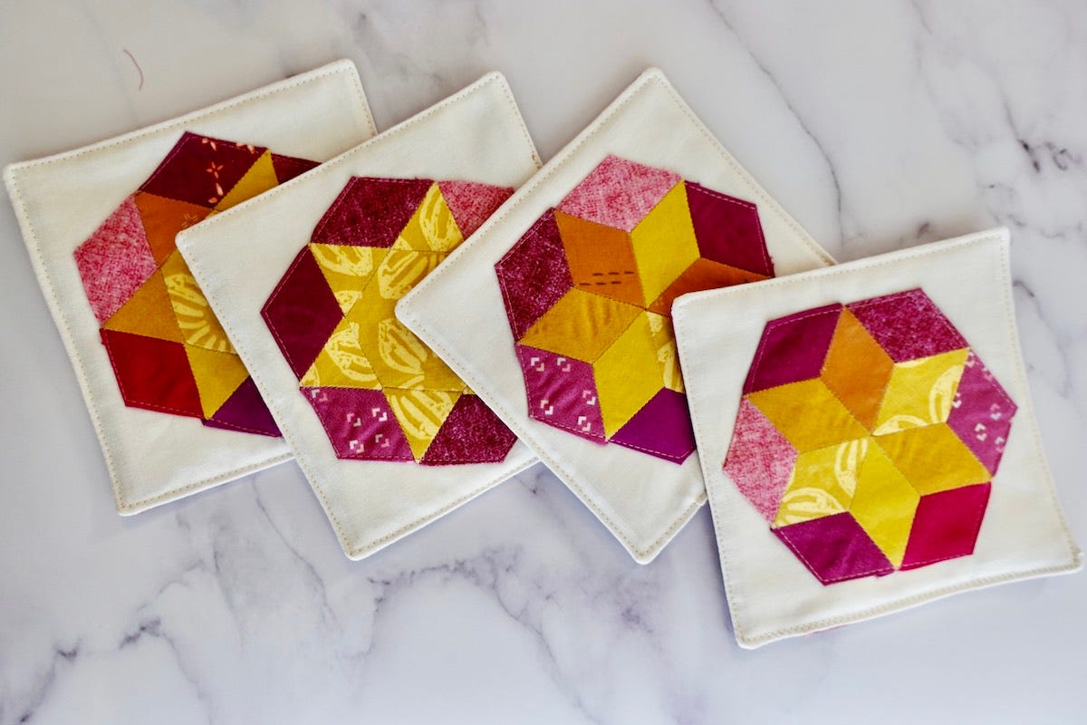 Weekend DIY: Personalized English Paper Piecing Coasters